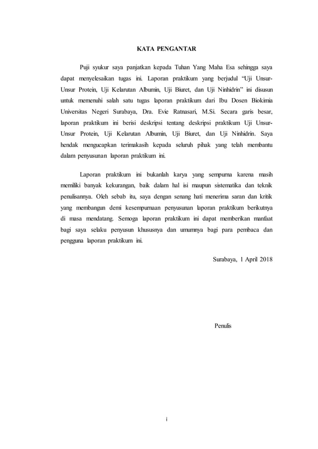 Laporan Biokimia Praktikum Protein: Uji Unsur-Unsur Protein, Uji ...