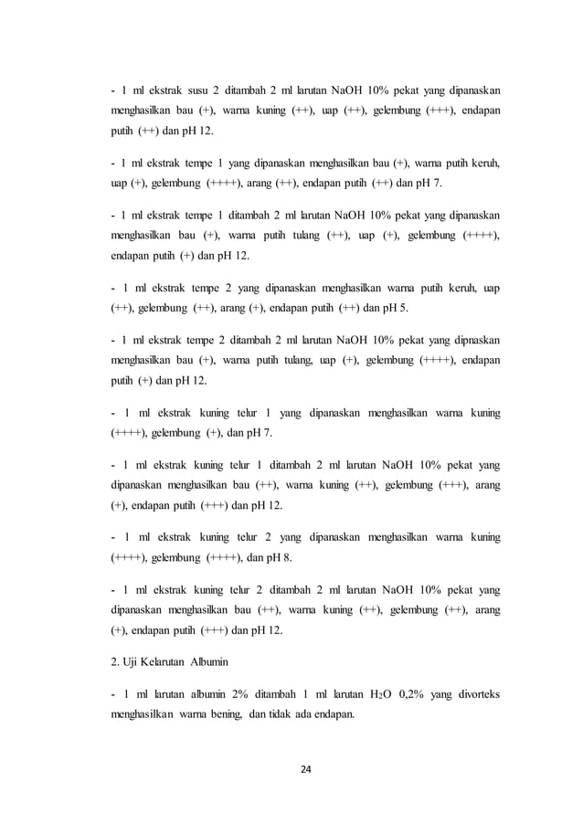 Laporan Biokimia Praktikum Protein: Uji Unsur-Unsur Protein, Uji ...