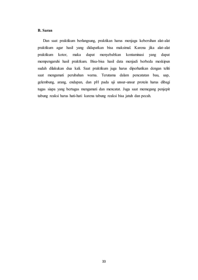 Laporan Biokimia Praktikum Protein: Uji Unsur-Unsur Protein, Uji ...