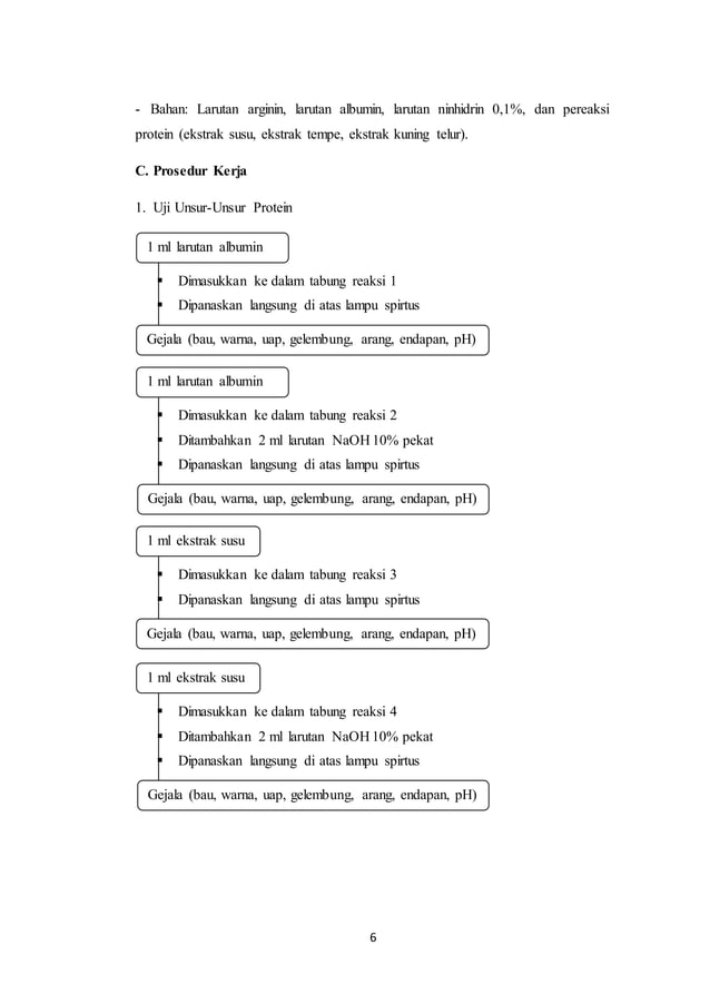 Laporan Biokimia Praktikum Protein: Uji Unsur-Unsur Protein, Uji ...