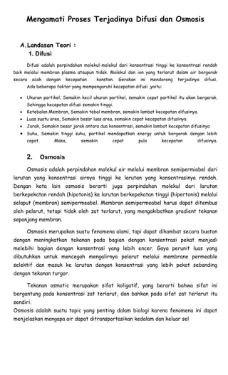 Laporan Biologi Difusi dan Osmosis Putri Yusril | DOCX