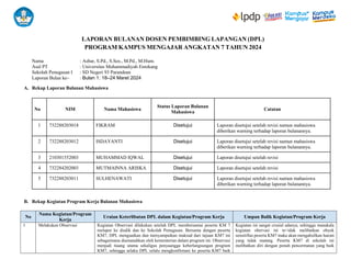 Laporan Bulan I DPL Kampus Mengajar Tujuh | PDF