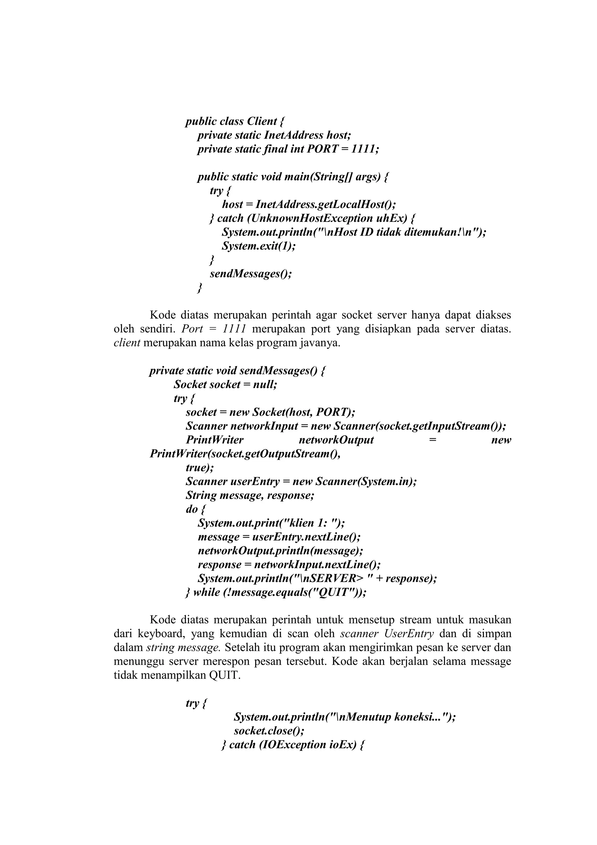 Laporan Chatting Server dan Client | PDF