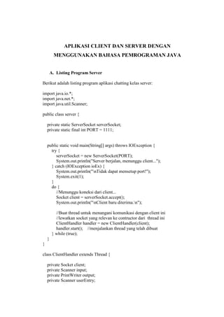 Laporan Chatting Server dan Client | PDF