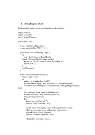 Laporan Chatting Server dan Client | PDF