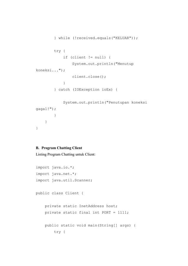 Laporan Chatting Server Dan Client Pdf