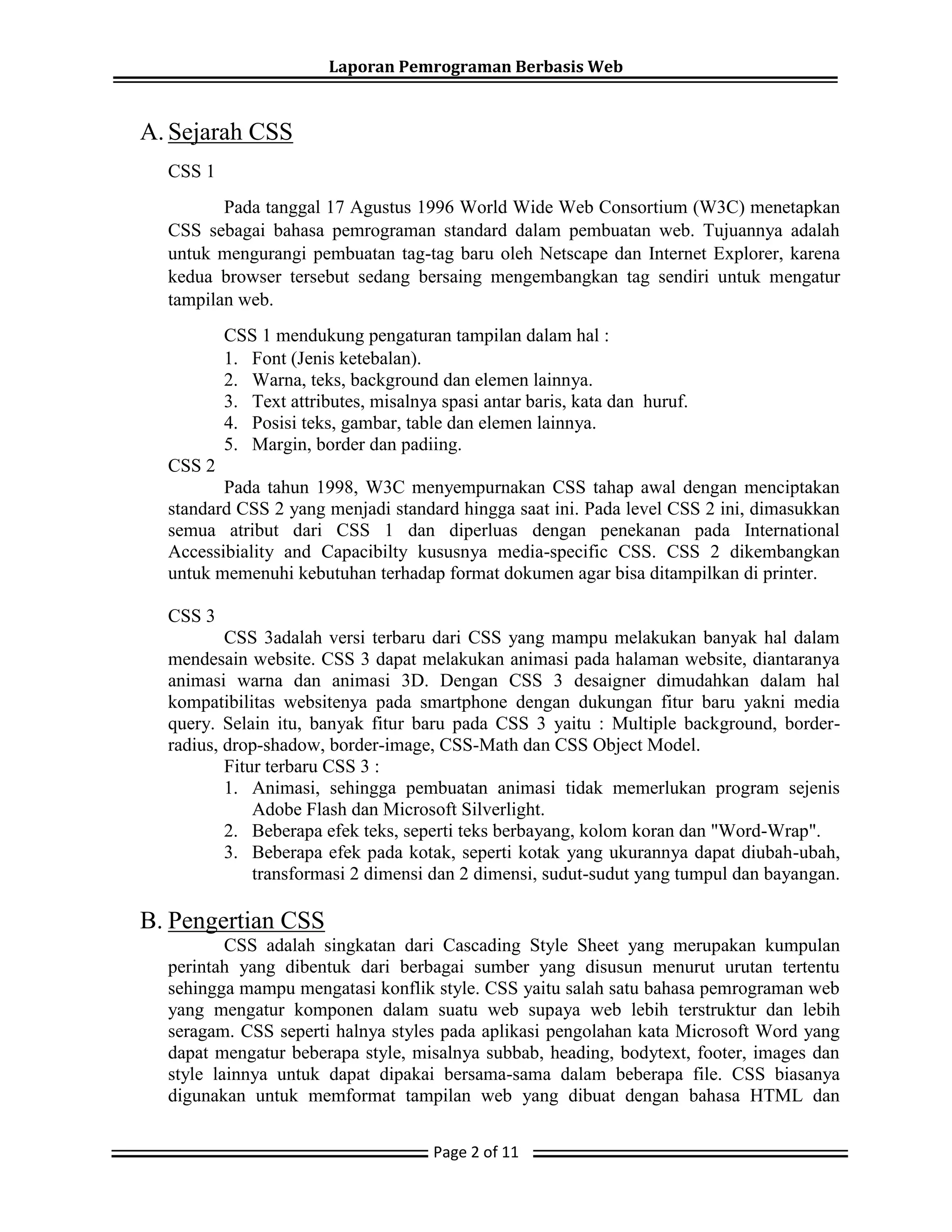 Laporan Pemrograman Berbasis Web | PDF