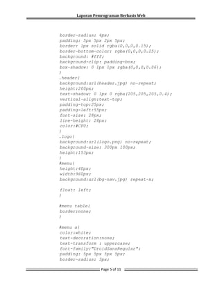 Laporan Pemrograman Berbasis Web | PDF