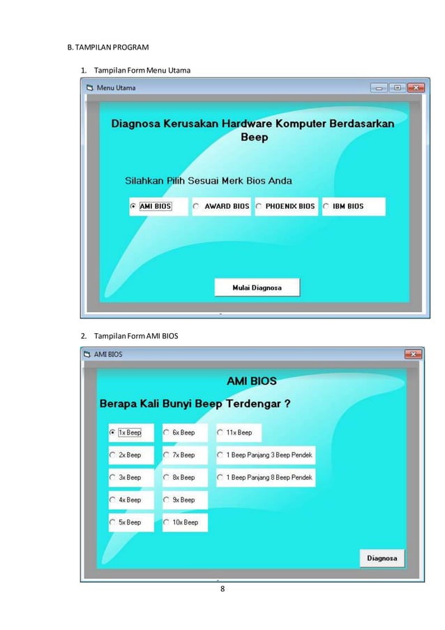 Laporan Program diagnosa kerusakan hardware komputer berdasarkan beep | PDF