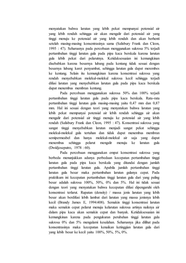 LAPORAN PRAKTIKUM FISIOLOGI TUMBUHAN DIFUSI OSMOSIS | DOCX