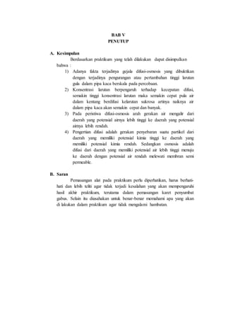 LAPORAN PRAKTIKUM FISIOLOGI TUMBUHAN DIFUSI OSMOSIS | DOCX