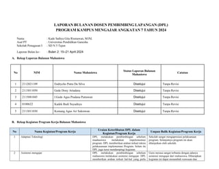 Laporan bulanan Dosen Pembimbing lapangan dalam pelaksanaan kampus mengajar angkatan 7.pdf