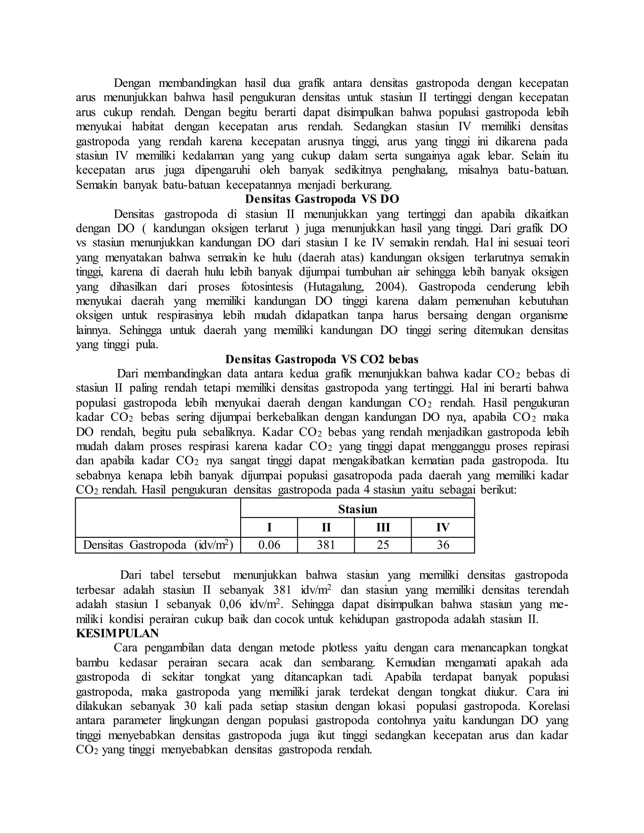 Laporan ekologi perairan acara estimasi populasi gastropoda | DOCX