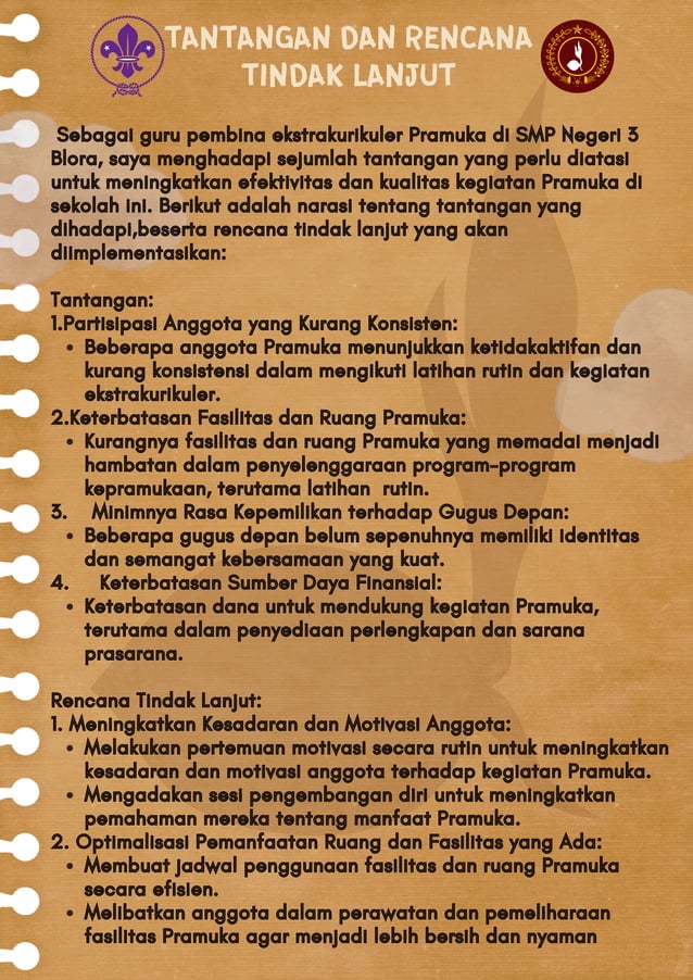 Laporan Tugas Tambahan Ekstra Pramuka PMM | PDF