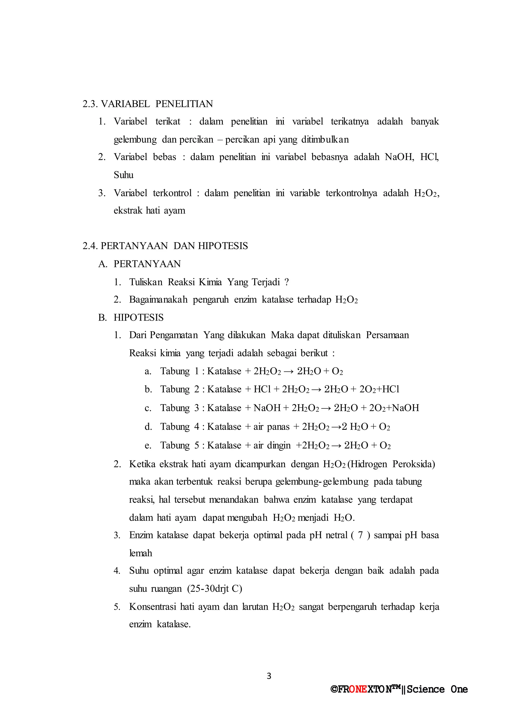 Laporan enzim katalase | PDF