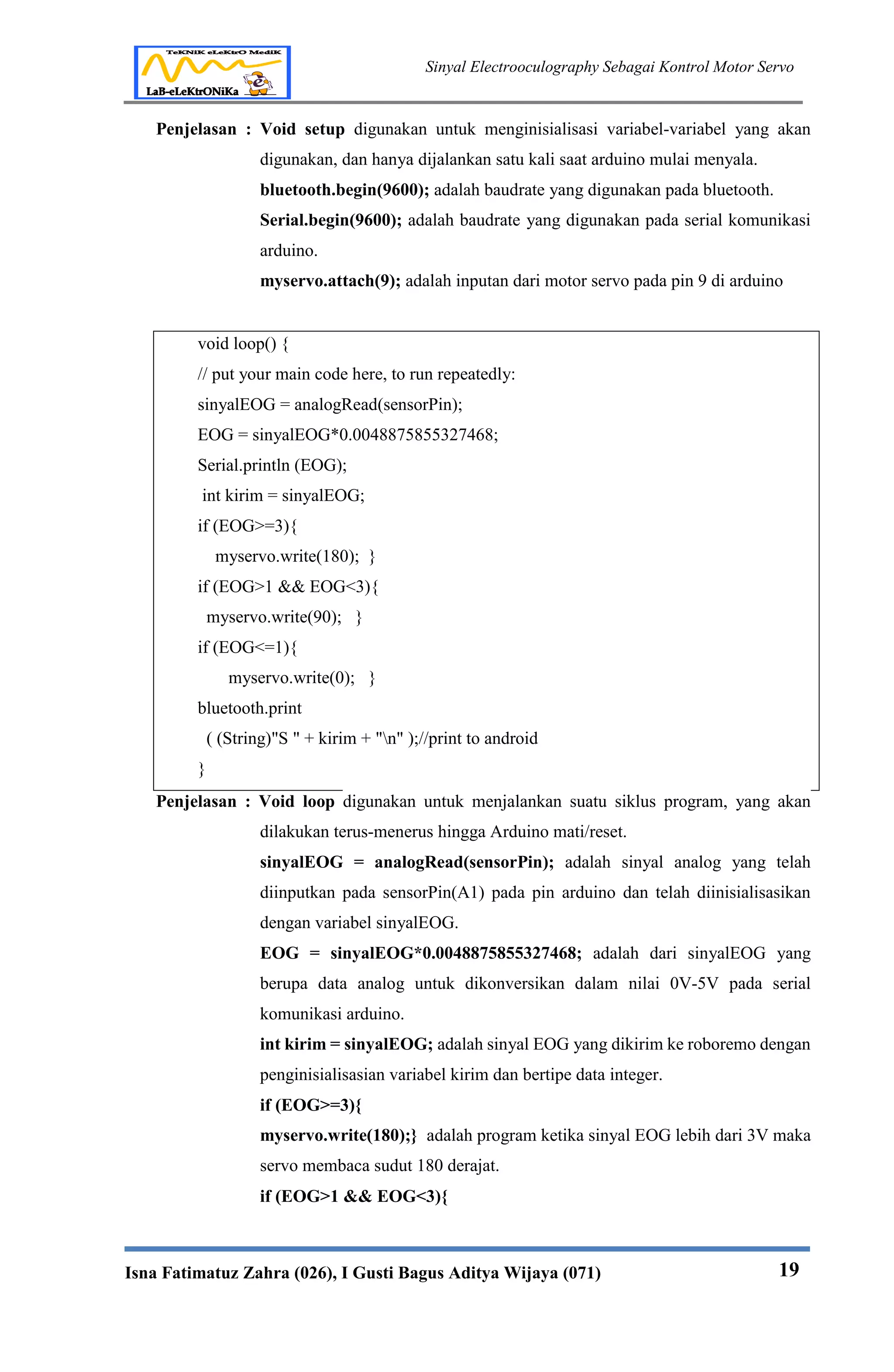“SINYAL ELECTROOCULOGRAPHY SEBAGAI KONTROL MOTOR SERVO” | PDF