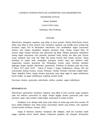 Laporan estimasi populasi gastropoda dan makrobentos | DOCX