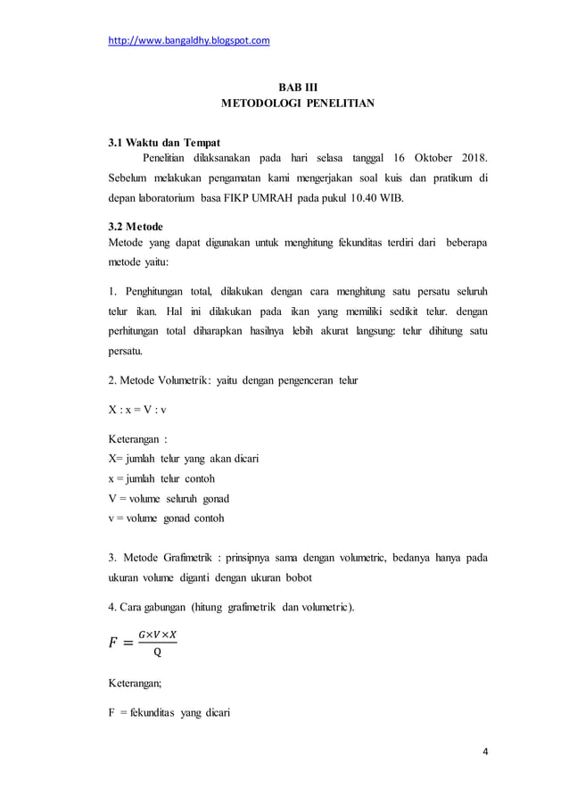 Laporan fekunditas telur | DOCX