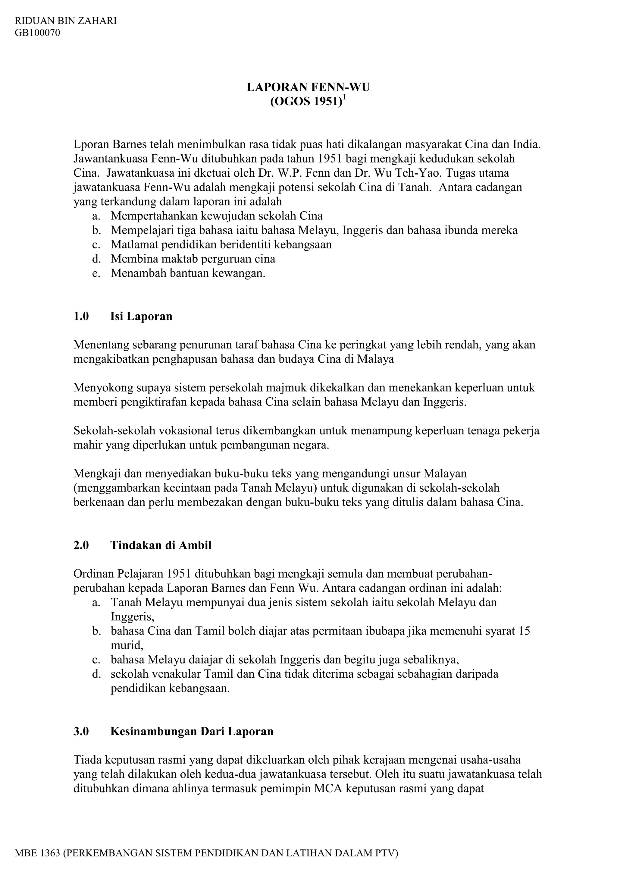 Laporan fenn wu | DOCX