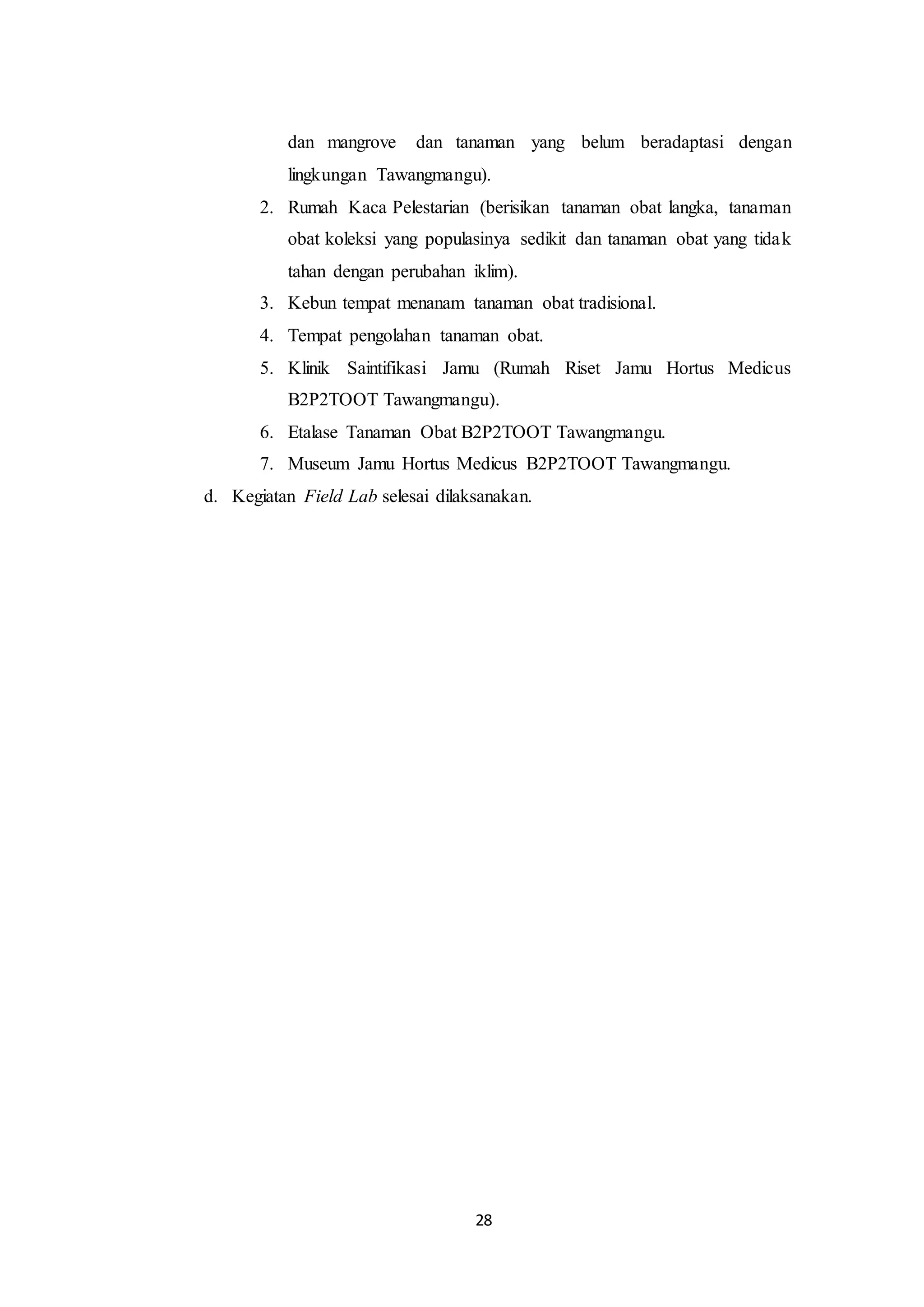 Laporan Field Lab Balai Besar Penelitian dan Pengembangan Tanaman Obat ...