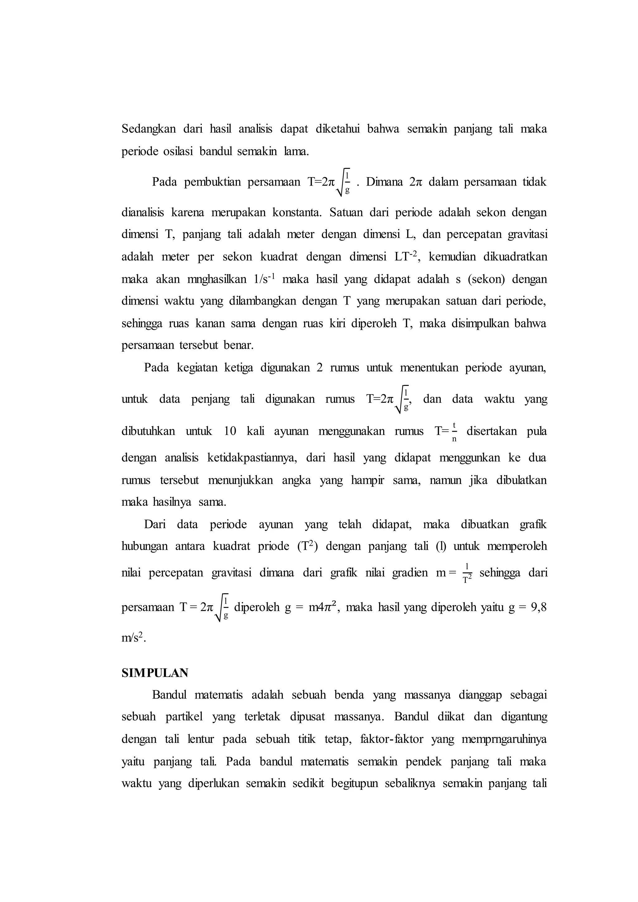 Laporan fisika (bandul) | DOCX