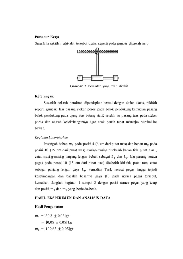 Laporan fisika dasar (sistem kesetimbangan gaya) | PDF