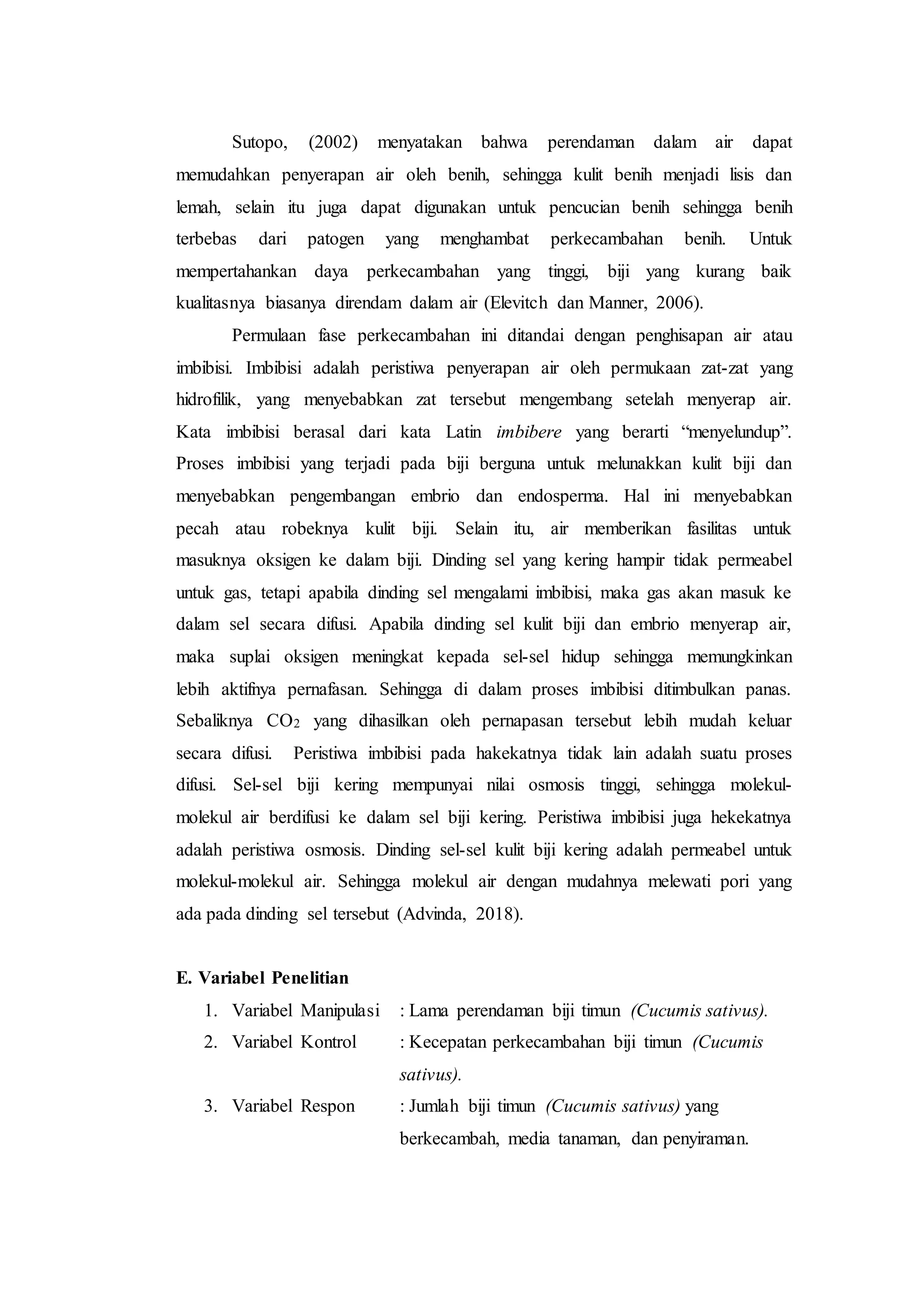 Laporan Fisiologi Tumbuhan VII Pengaruh Perendaman Biji Timun Dalam Air ...