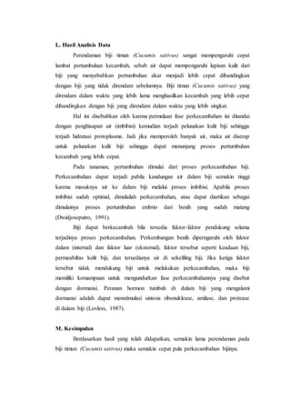 Laporan Fisiologi Tumbuhan VII Pengaruh Perendaman Biji Timun Dalam Air ...