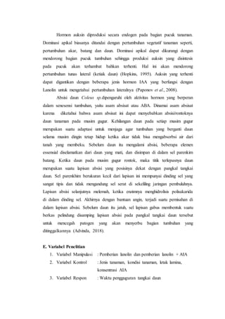 Laporan Fisologi Tumbuhan X Pengaruh AIA Terhadap Proses Absisi Daun ...