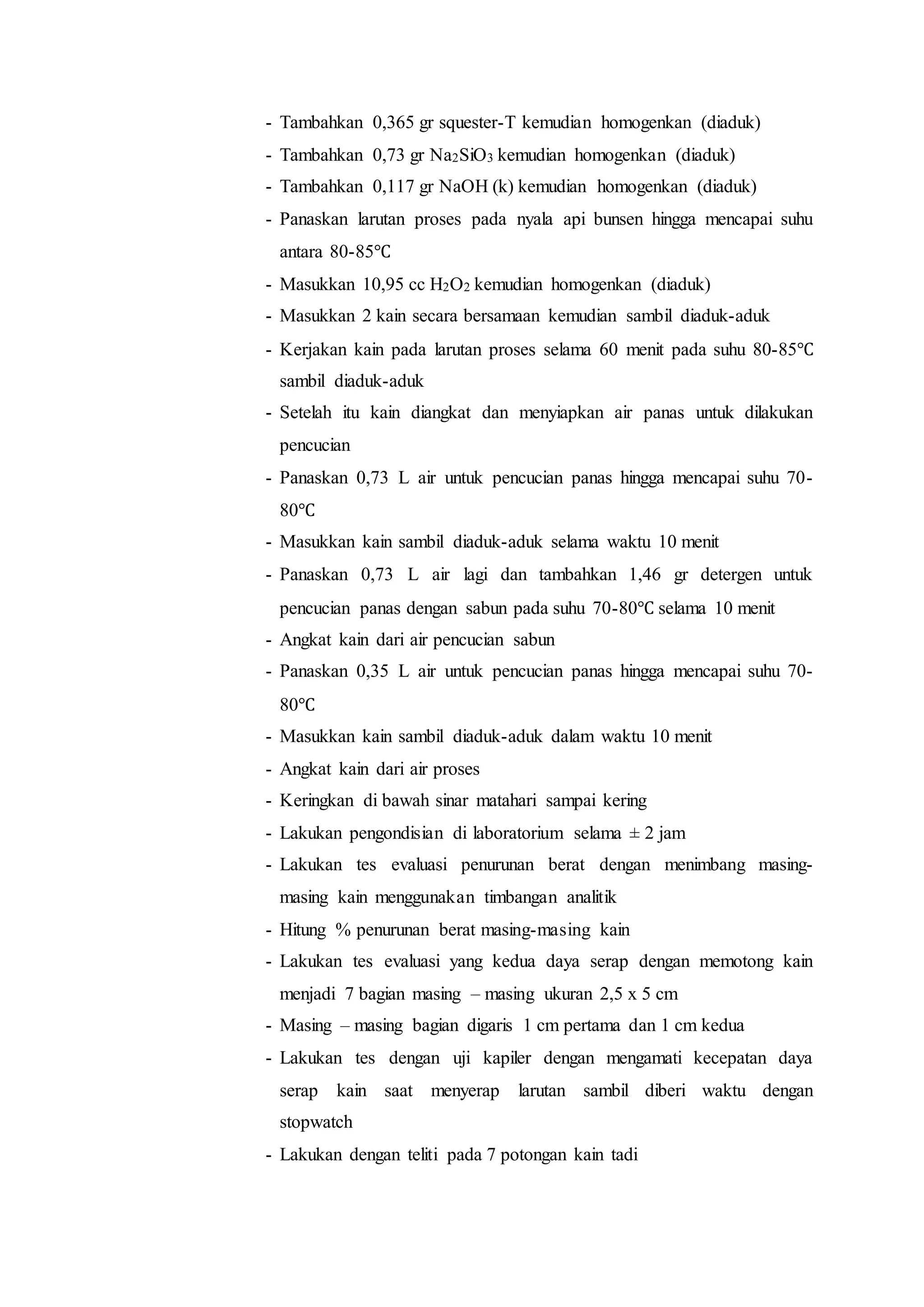 Bu Ainur - Proses Pengelantangan H2O2 | DOCX