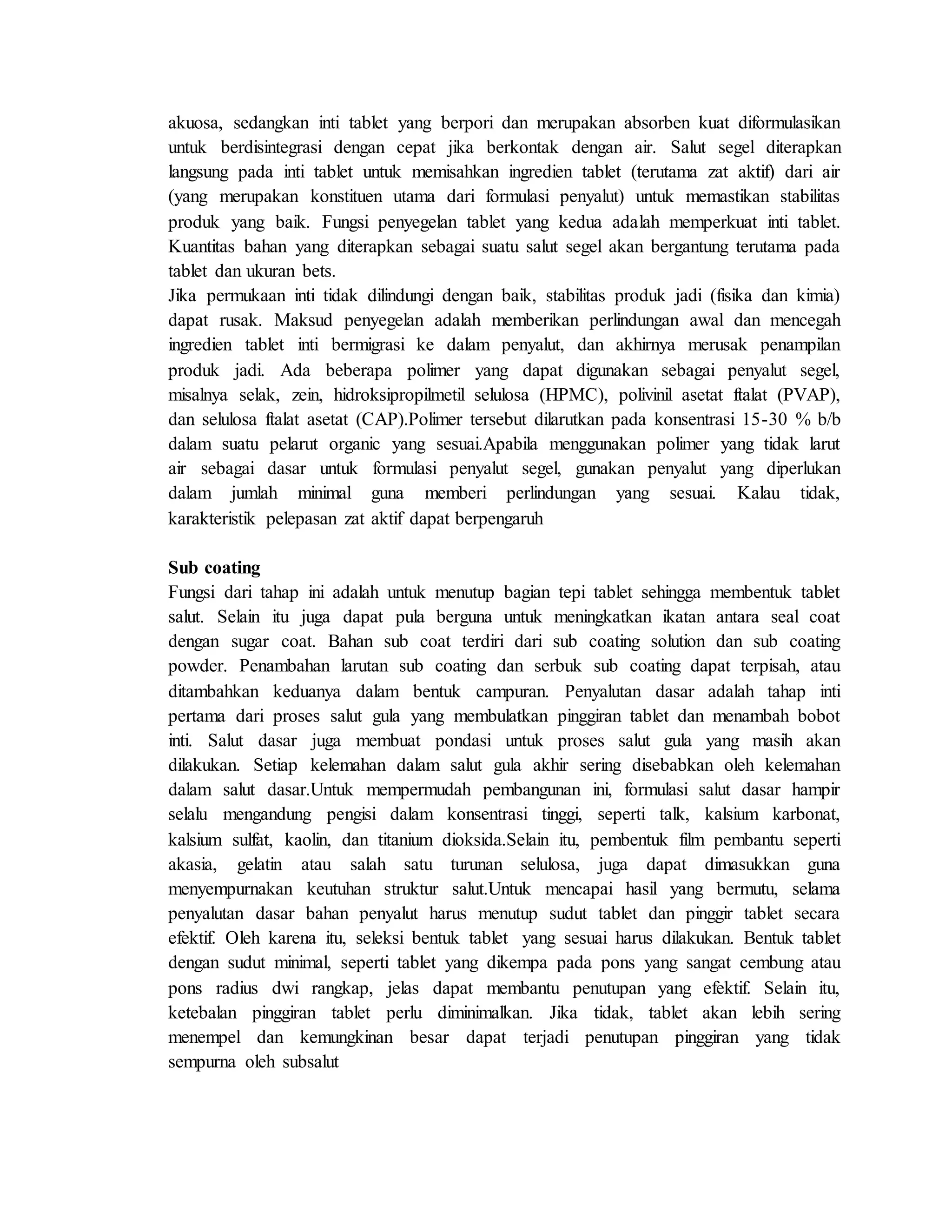 Laporan formulasi tablet pembuatan tablet salut gula | DOCX