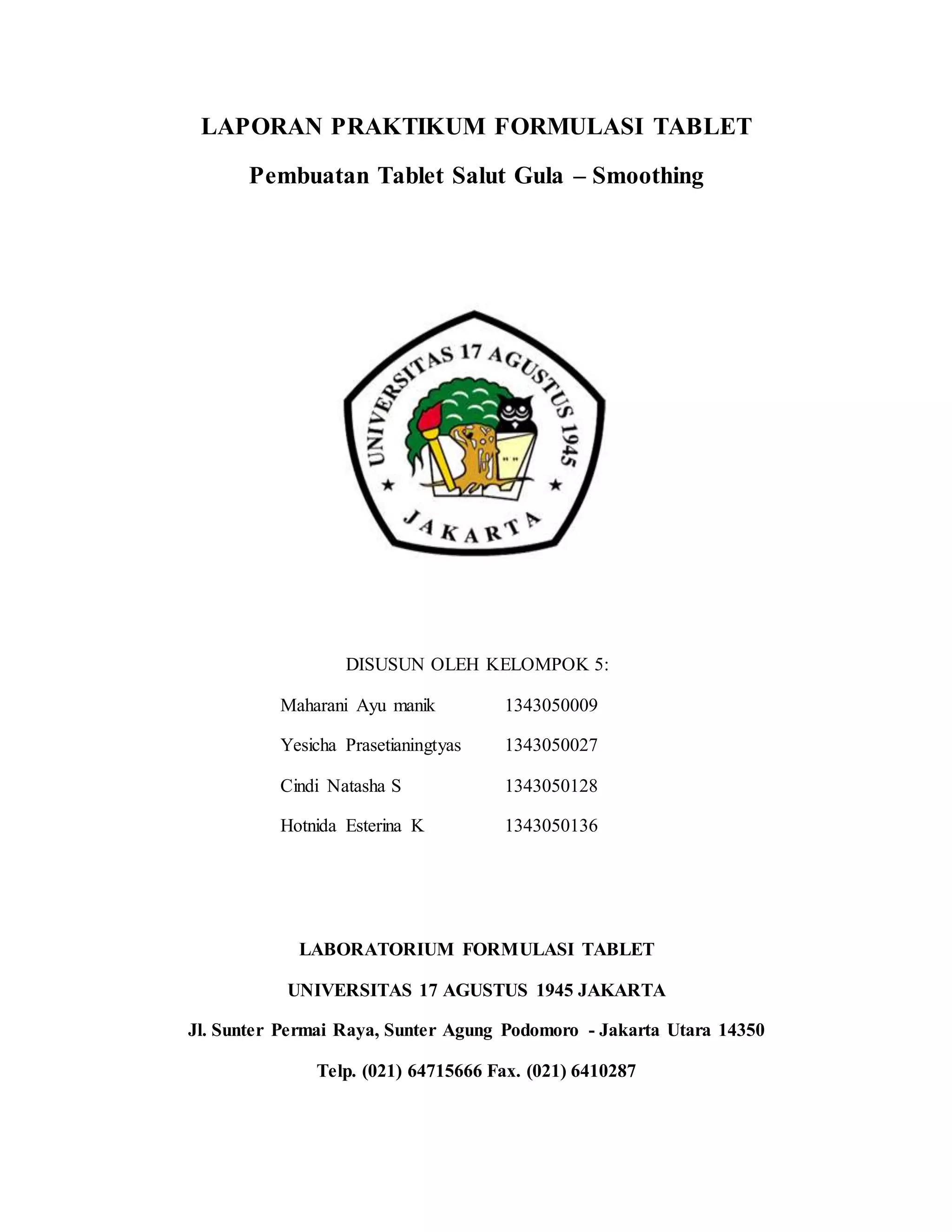 Laporan formulasi tablet pembuatan tablet salut gula | DOCX