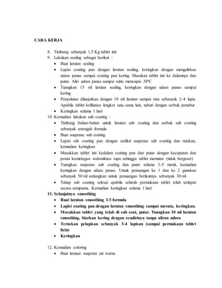 Laporan formulasi tablet pembuatan tablet salut gula | DOCX