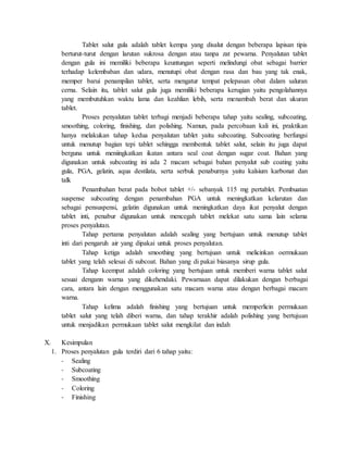 Laporan formulasi tablet pembuatan tablet salut gula | DOCX