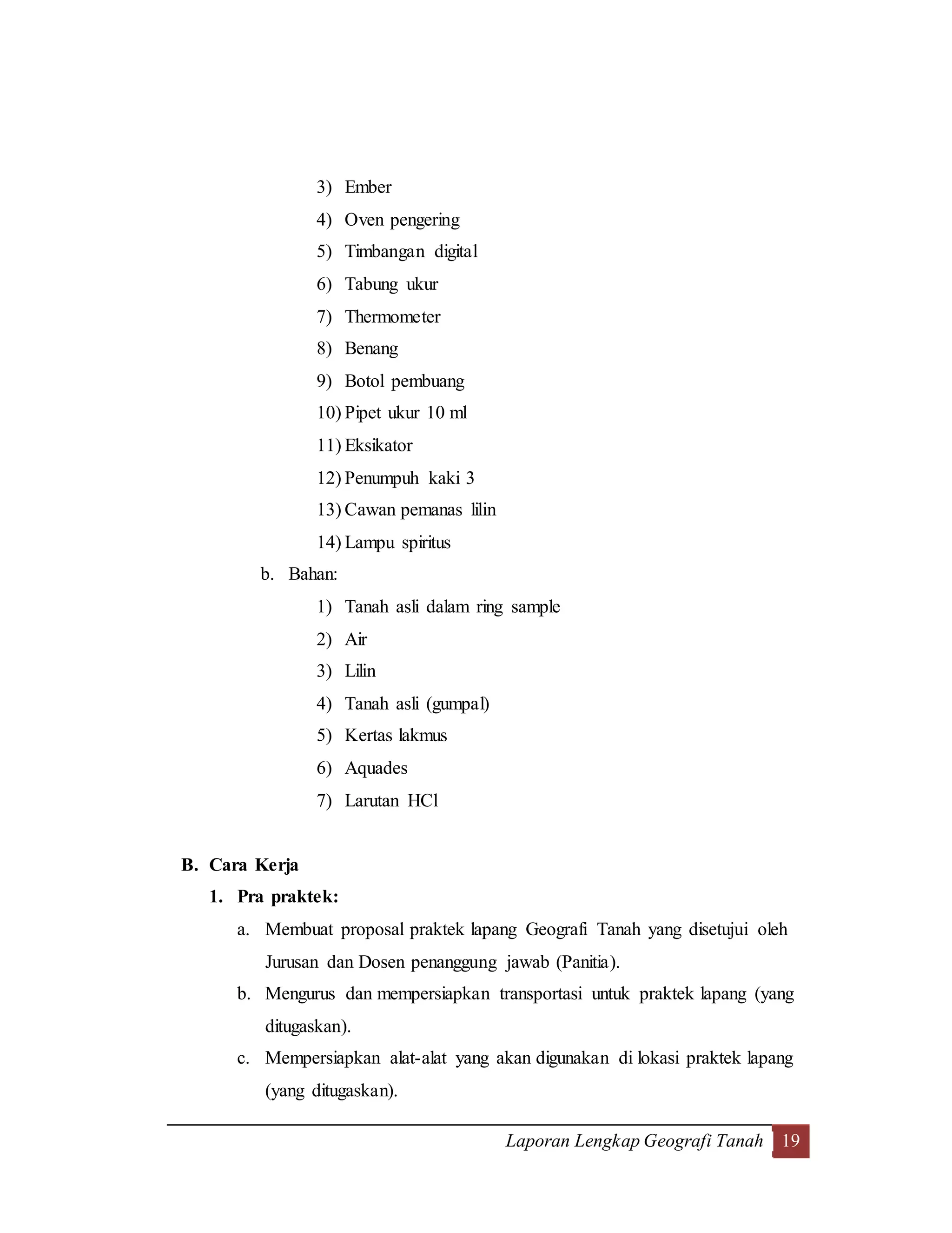 Laporan Praktek Lapangan Geografi Tanah (Soil Geography) | DOCX