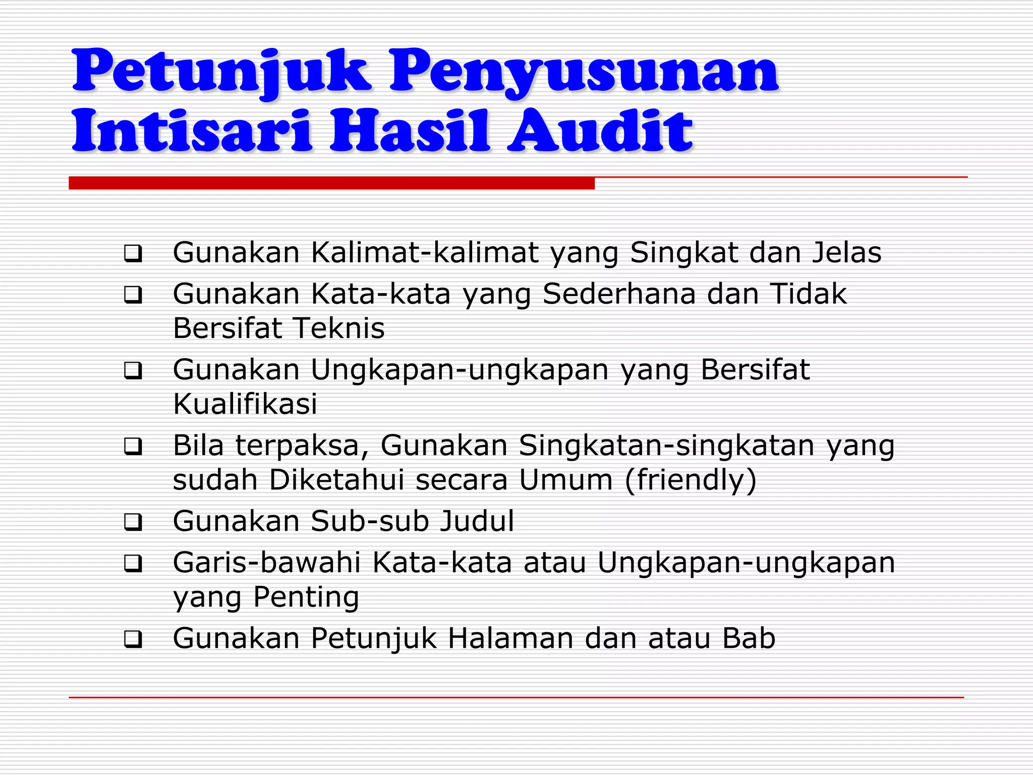 Pelatihan Laporan Hasil Audit (Buku-6 KPA ) | PDF