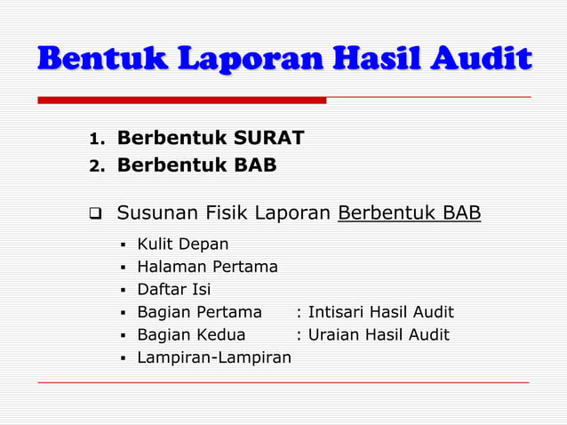 Pelatihan Laporan Hasil Audit (Buku-6 KPA ) | PPT