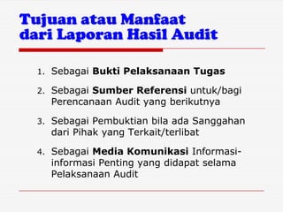 Pelatihan Laporan Hasil Audit (Buku-6 KPA ) | PDF