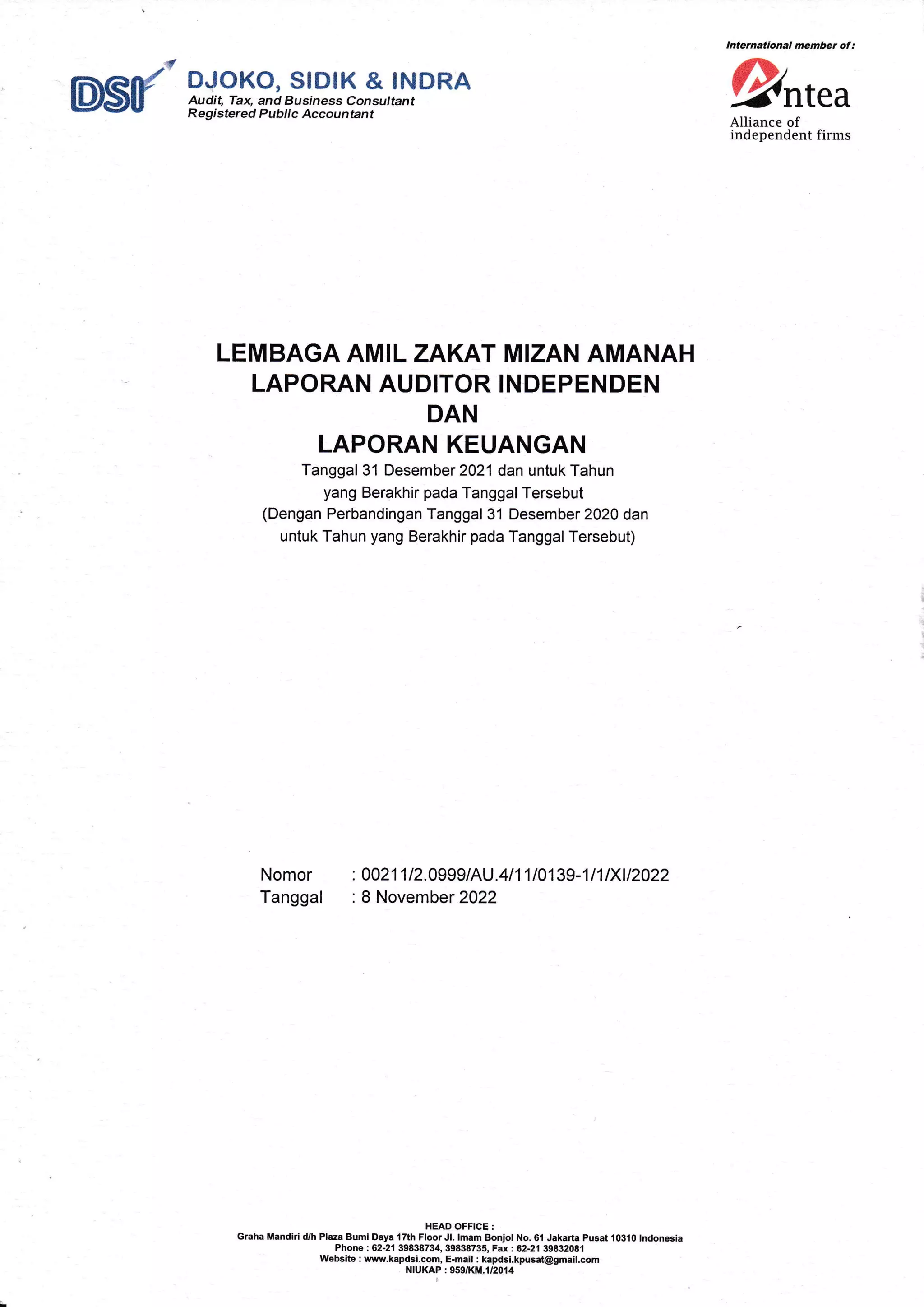 Audit Keuangan Mizan Amanah Tahun 2021 | PDF