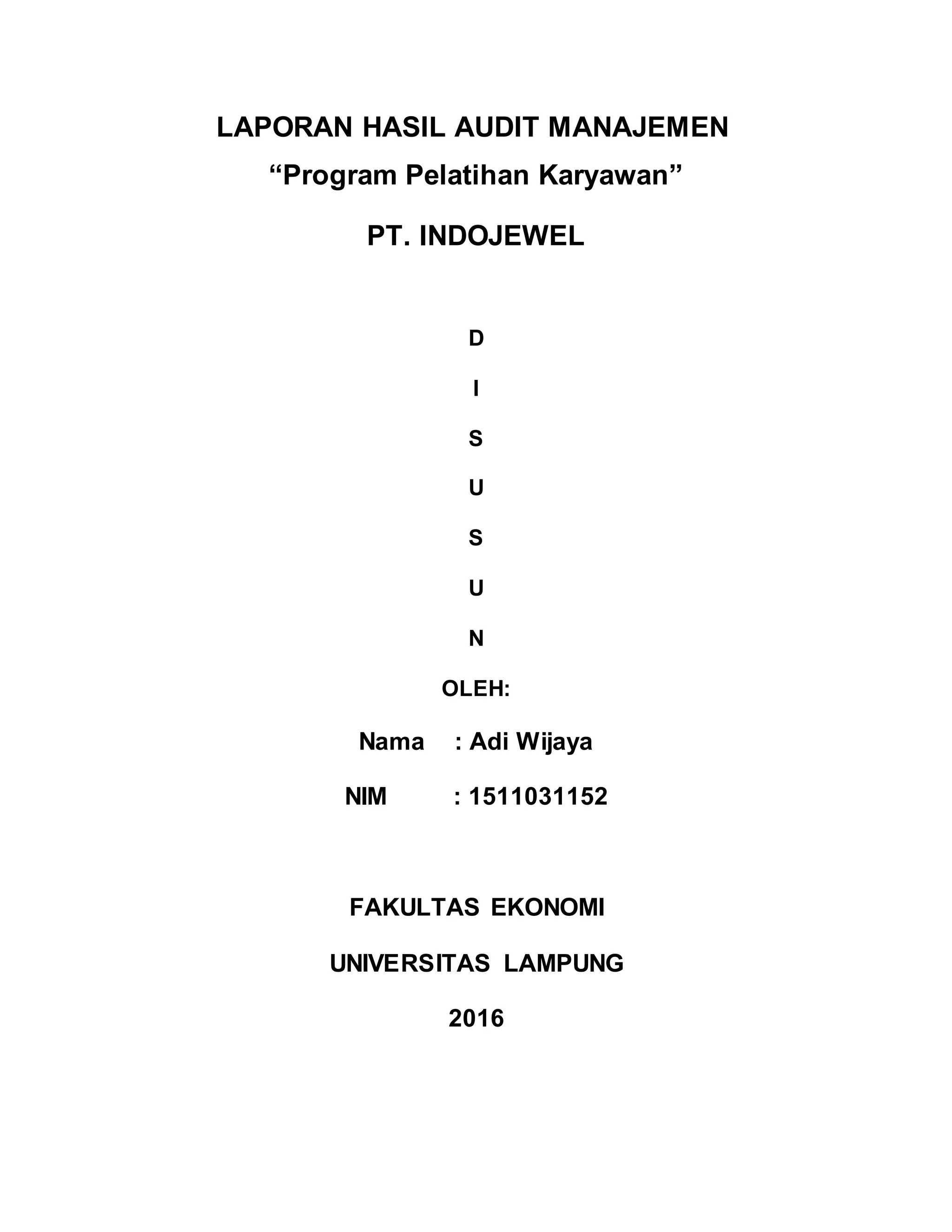 Laporan hasil audit manajemen | DOCX