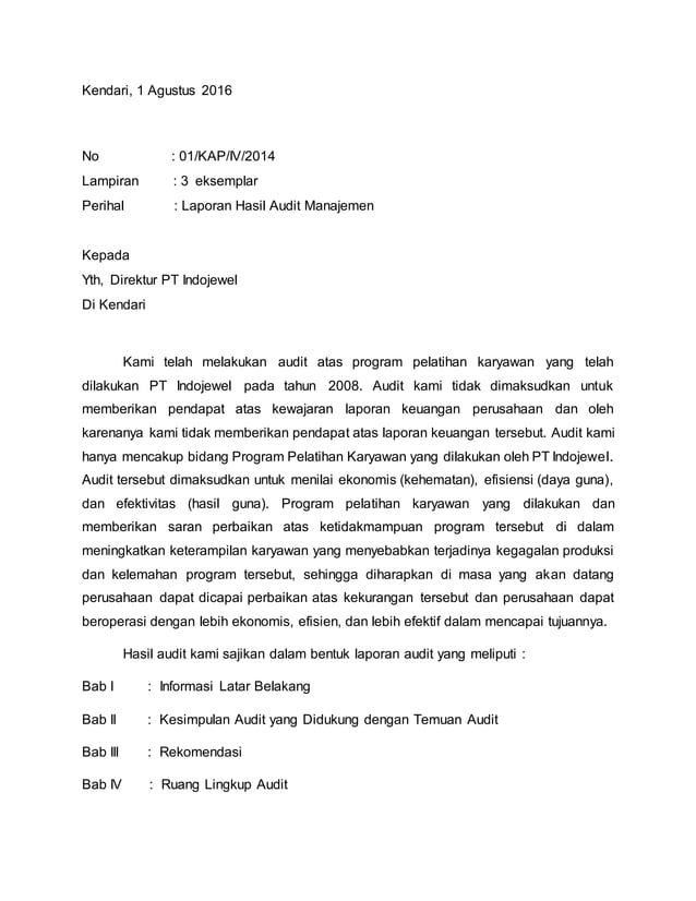Laporan hasil audit manajemen | DOCX
