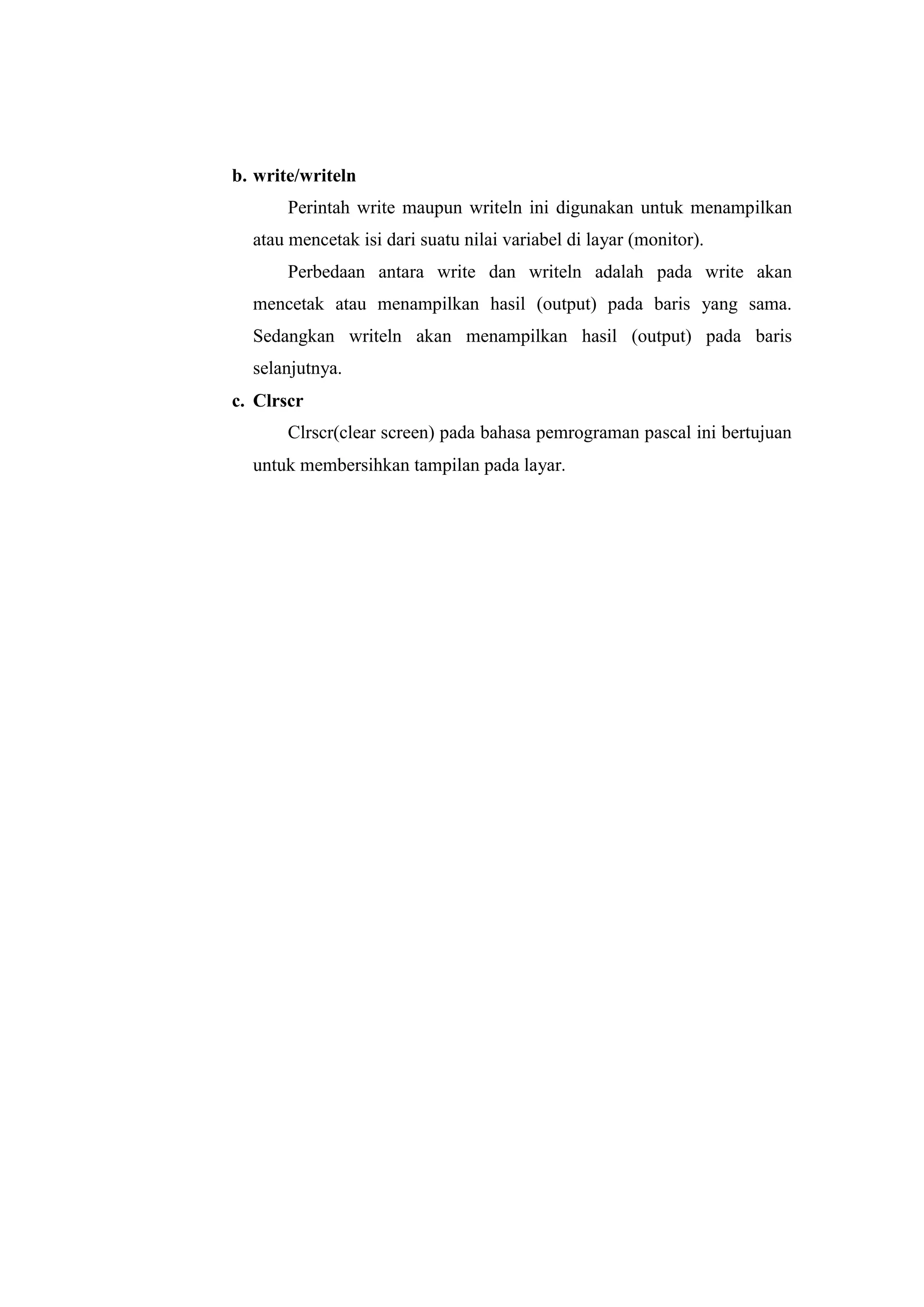 Laporan hasil praktikum Alpro I Modul 1 (Pengenalan Pascal) | DOCX