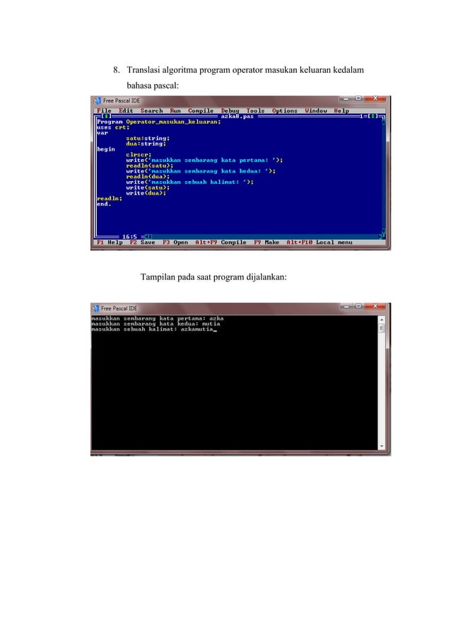 Laporan hasil praktikum Alpro I Modul 1 (Pengenalan Pascal) | DOCX