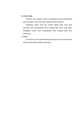 Laporan hasil praktikum Alpro I Modul 1 (Pengenalan Pascal) | DOCX