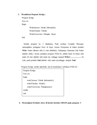 Laporan hasil praktikum modul i pengenalan pascal | DOCX