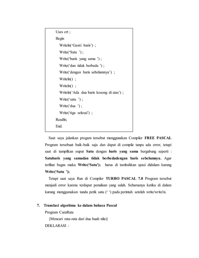 Laporan hasil praktikum modul i pengenalan pascal | DOCX