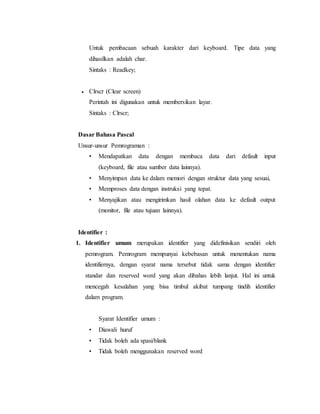 Laporan hasil praktikum modul i pengenalan pascal | DOCX