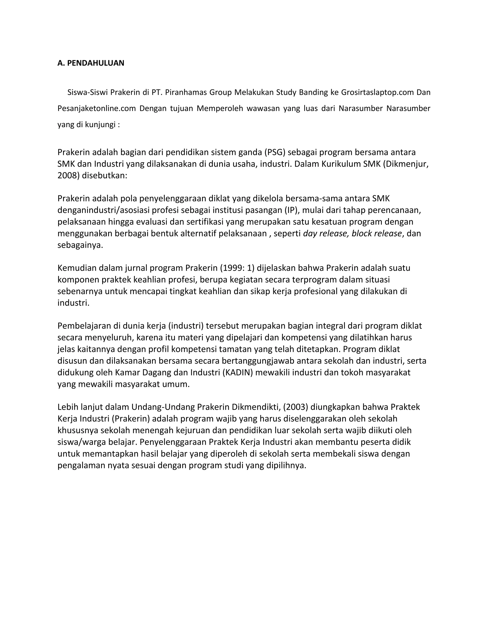 Laporan hasil study banding | DOCX