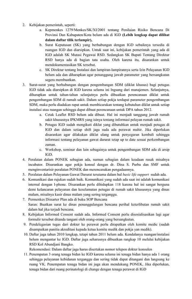 Laporan hasil supervisi pokja igd | PDF