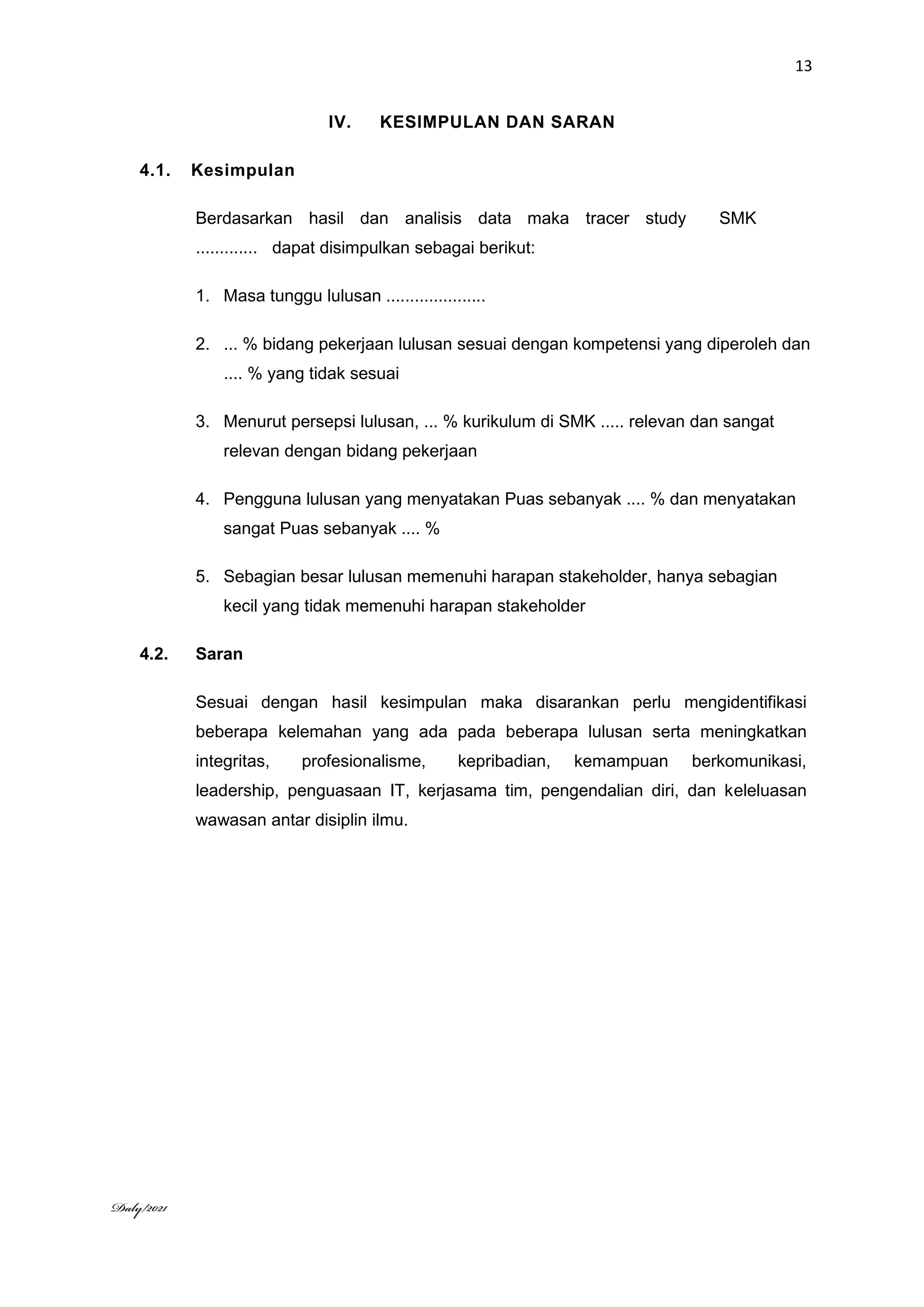 Laporan hasil tracer study smk | PDF